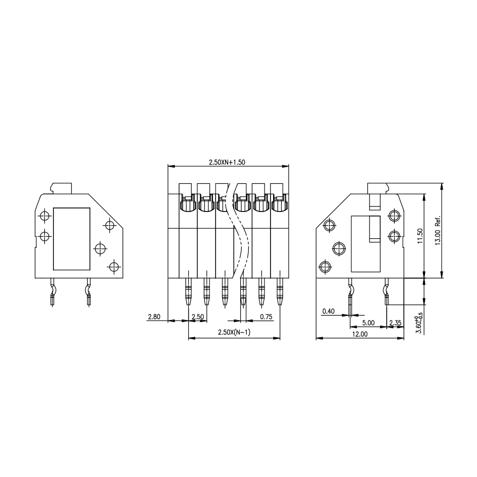 PCB terminal DB250A-2.5 - Ningbo Dorabo Electric Co., Ltd